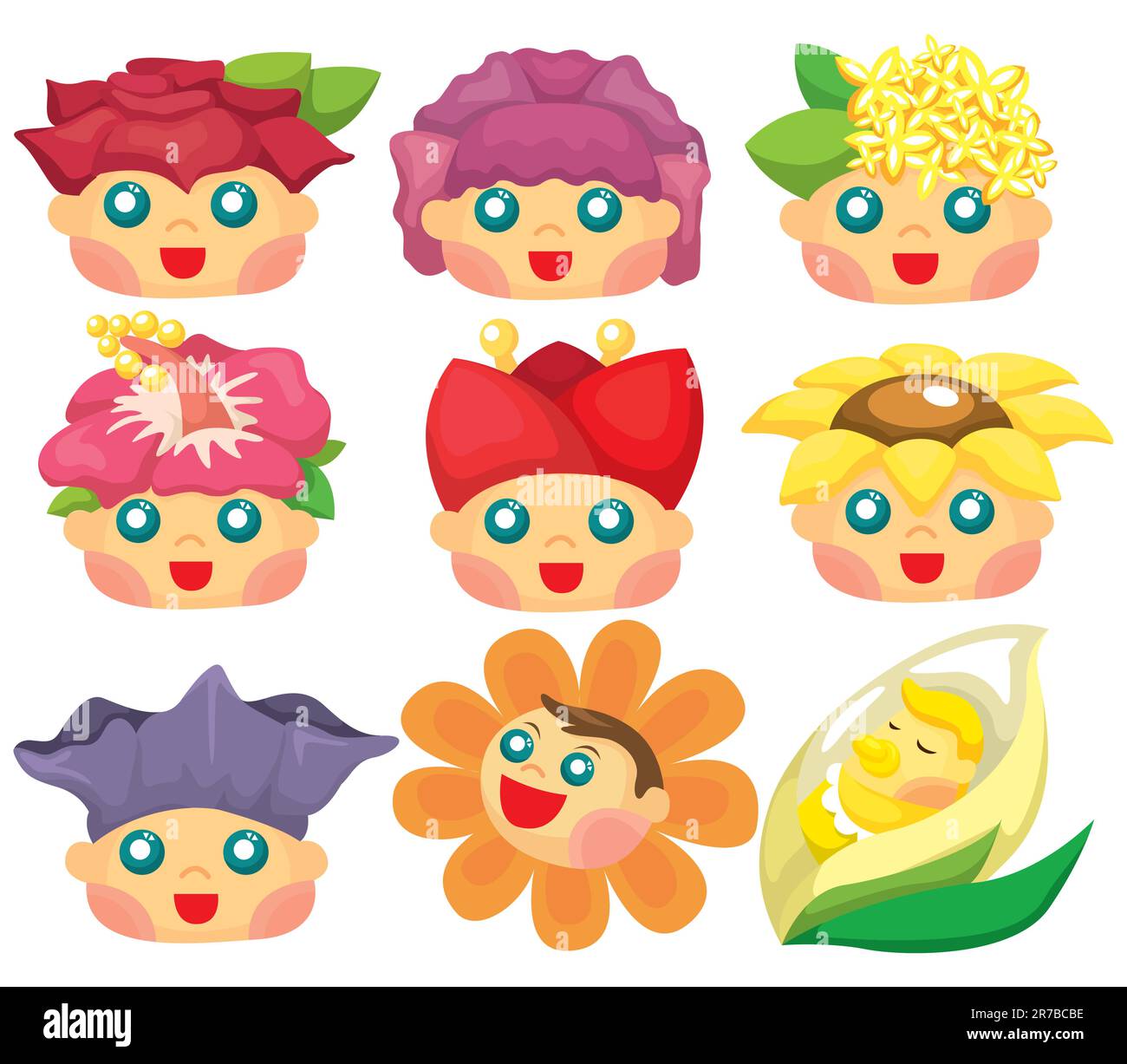 cartoon flower face icon Stock Vector Image & Art - Alamy
