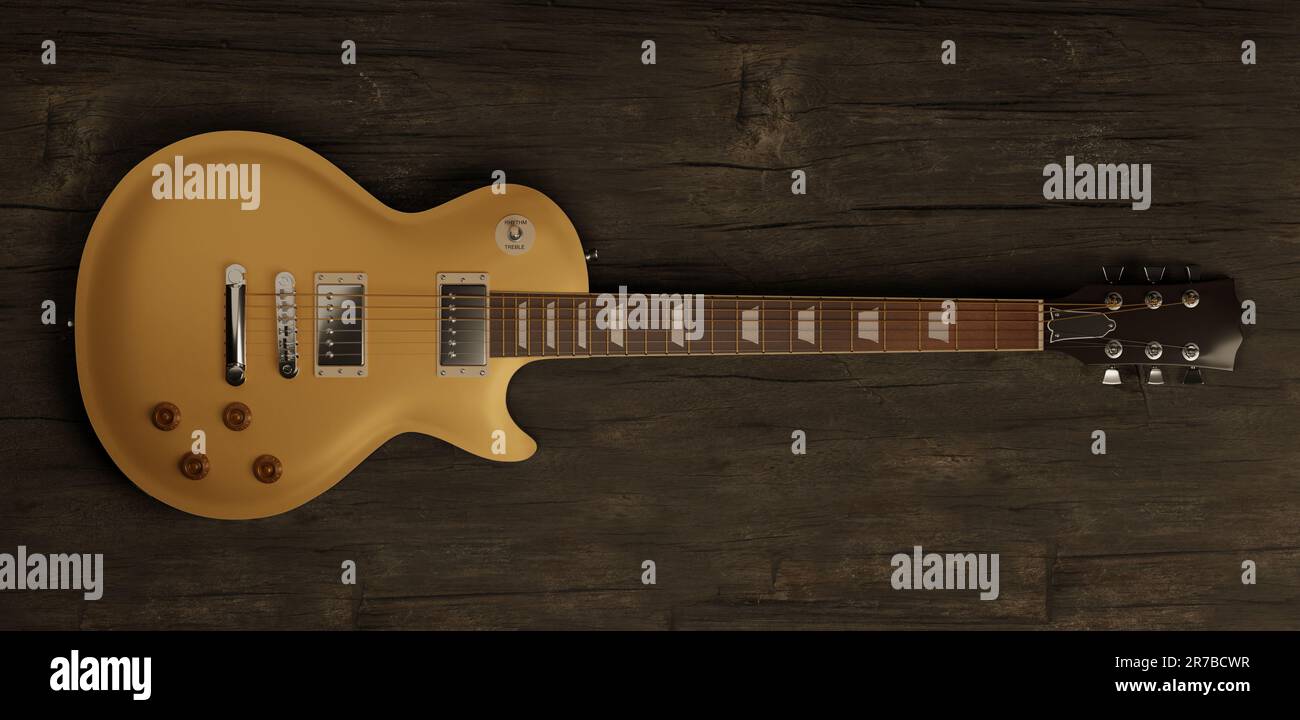 Rock Electric Guitar on dark wood background Stock Photo - Alamy