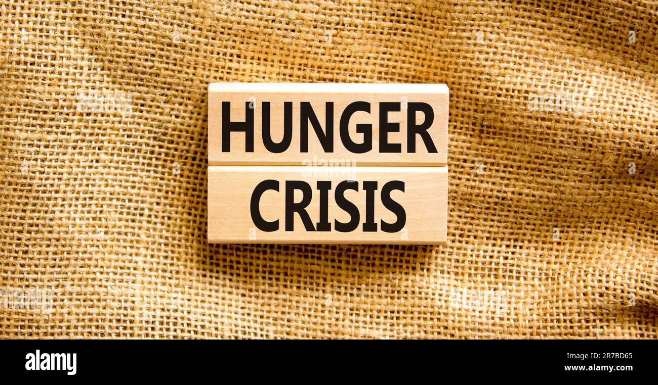 Hunger crisis symbol. Concept words Hunger crisis on wooden blocks on a ...