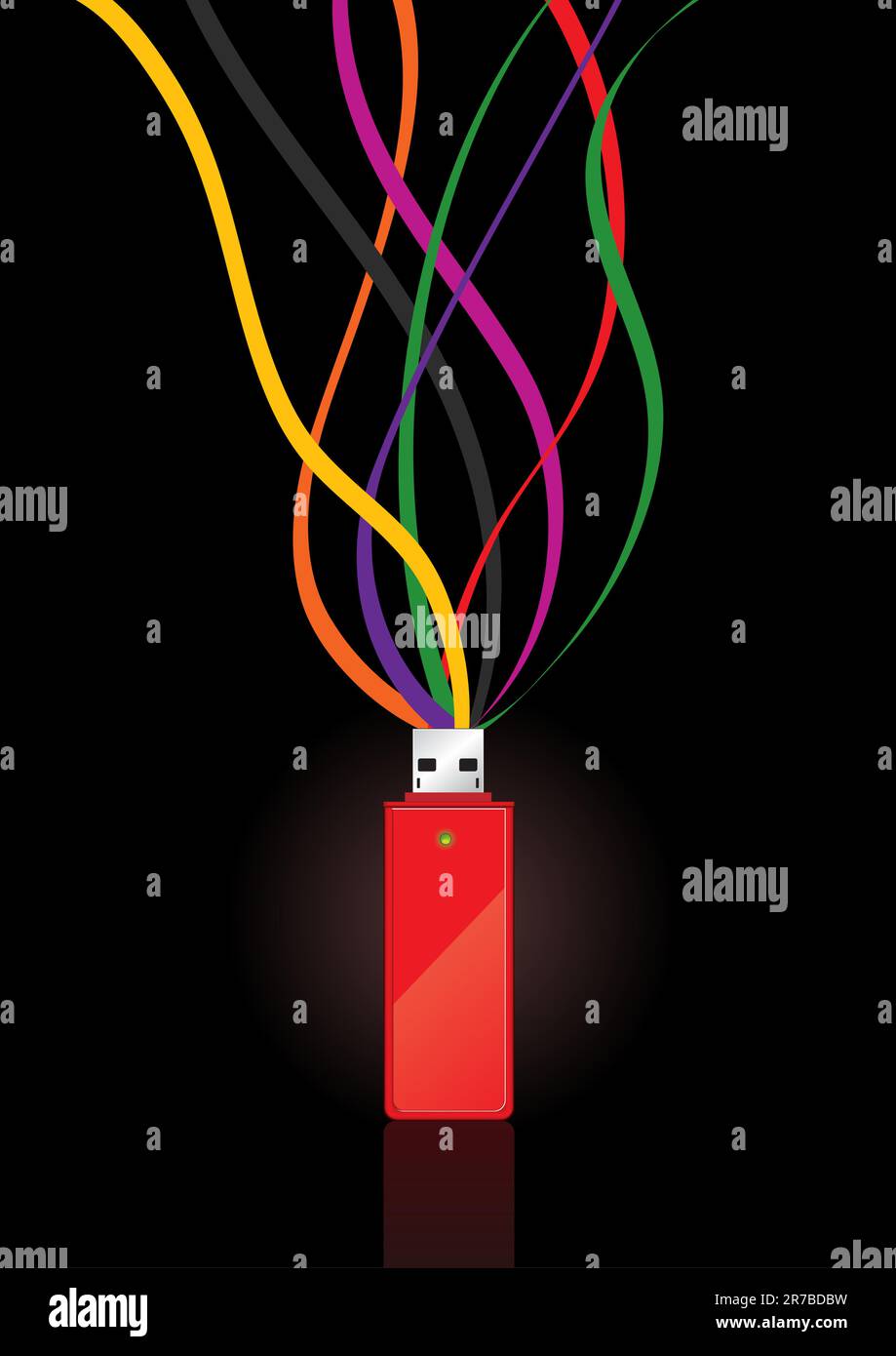 USB Disk with data transfer concept - vector illustration Stock Vector ...