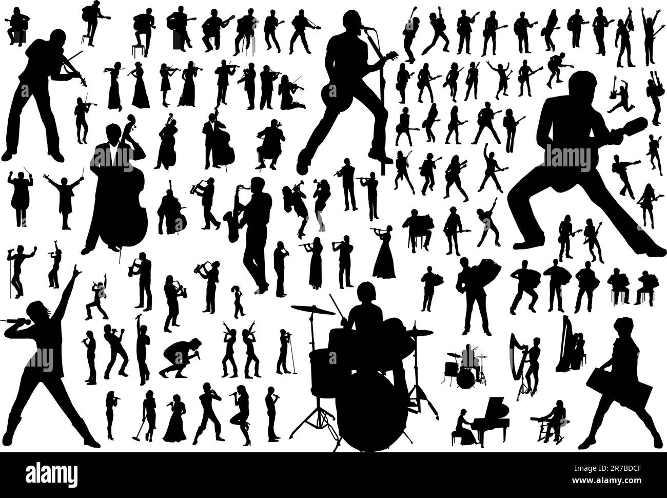 Black silhouettes of musicians. Vector illustration Stock Vector Image ...
