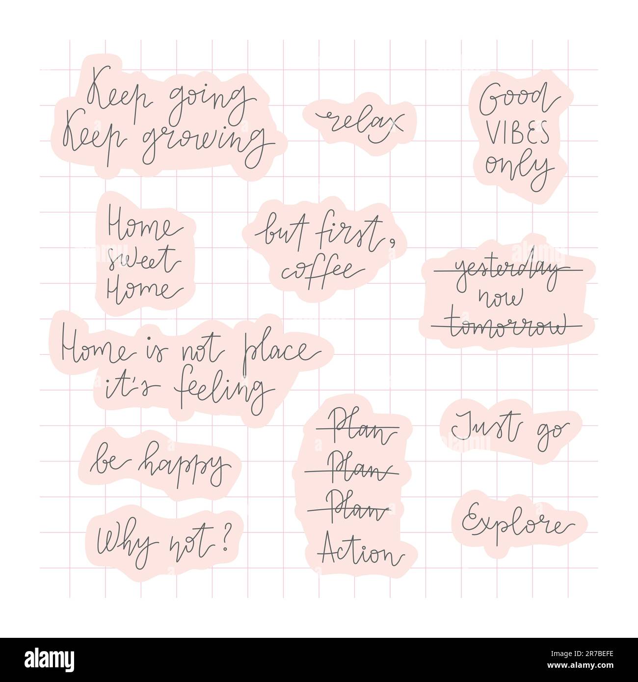 Set of lettering motivation quotes. Line hand written vector ...