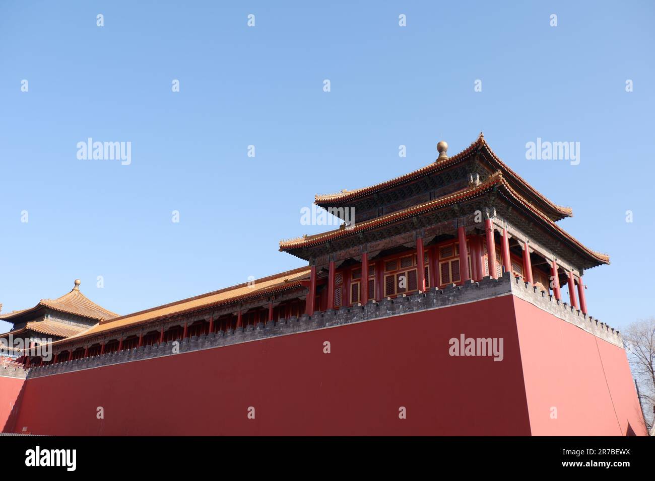 This image depicts the Meridian Gate of the Forbidden City in Beijing ...