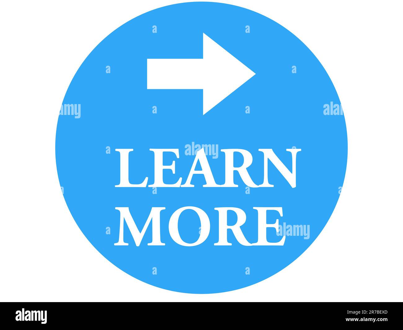 Learn more text in a blue circle with arrow. Illustration Stock Photo ...