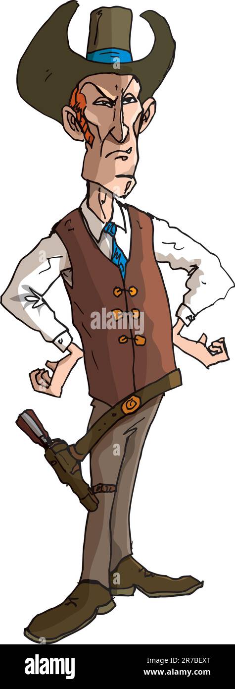 Cartoon cowboy with a gun belt. Isolated on white Stock Vector Image ...