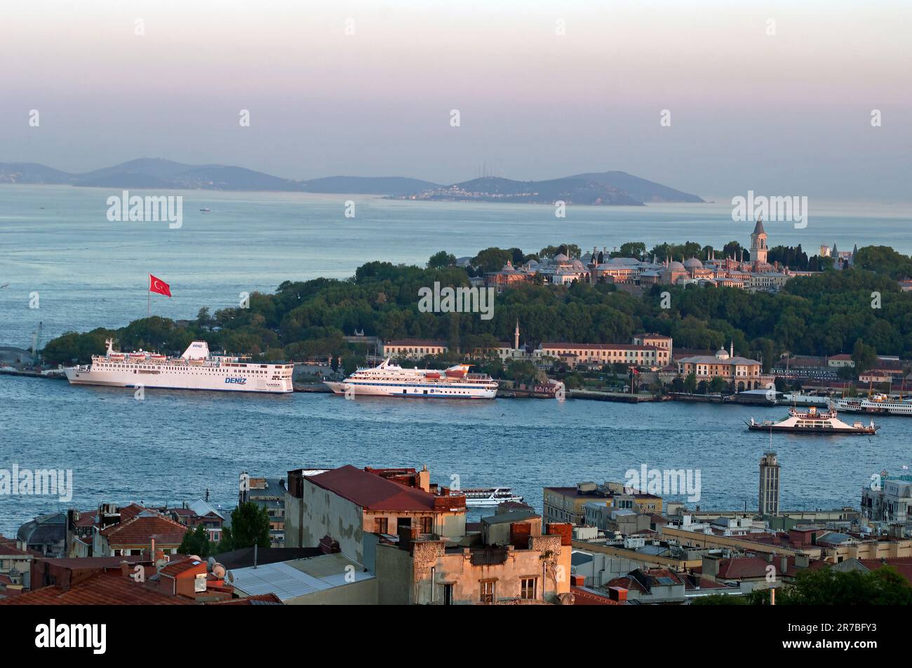 Aerial View of Topkapi Palace with the Golden Horn in front and the ...