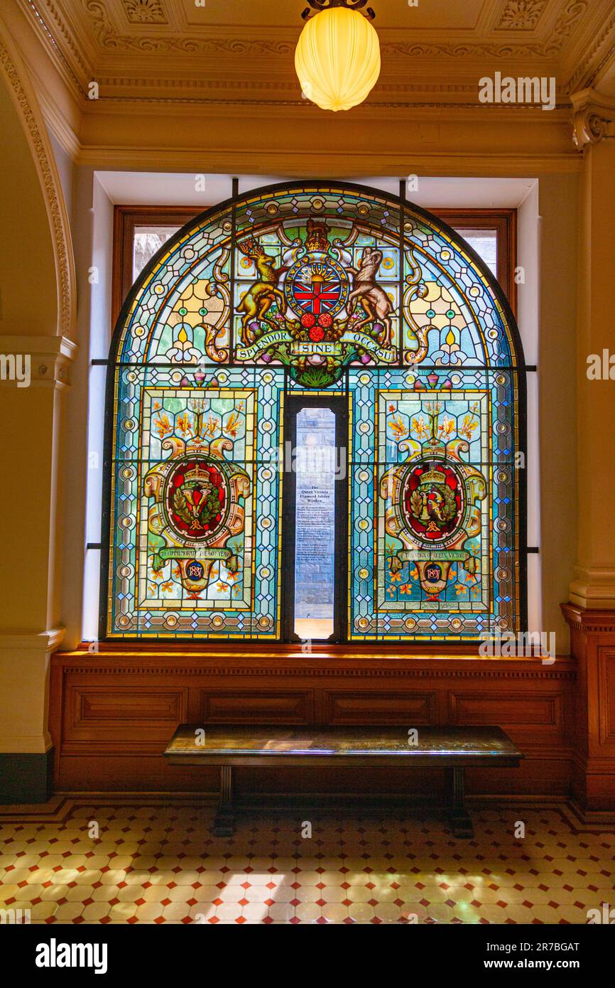 Decorative window celebration 60 years of Queen Victoria being on the ...