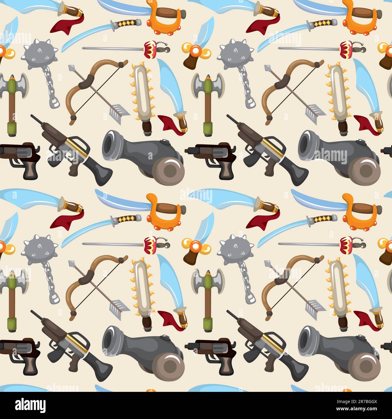 cartoon weapon set seamless pattern Stock Vector Image & Art - Alamy