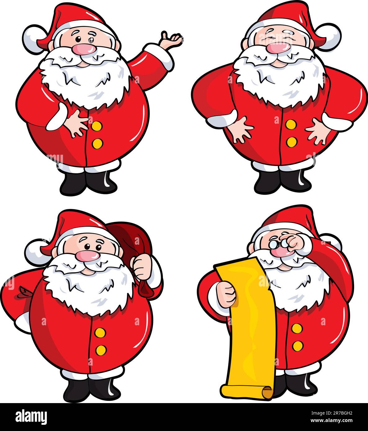 Set of Cartoon Santa. Isolated on white Stock Vector Image & Art - Alamy