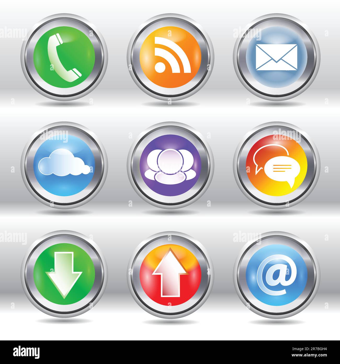 Vector set of metallic stylish modern communication icons/labels for ...