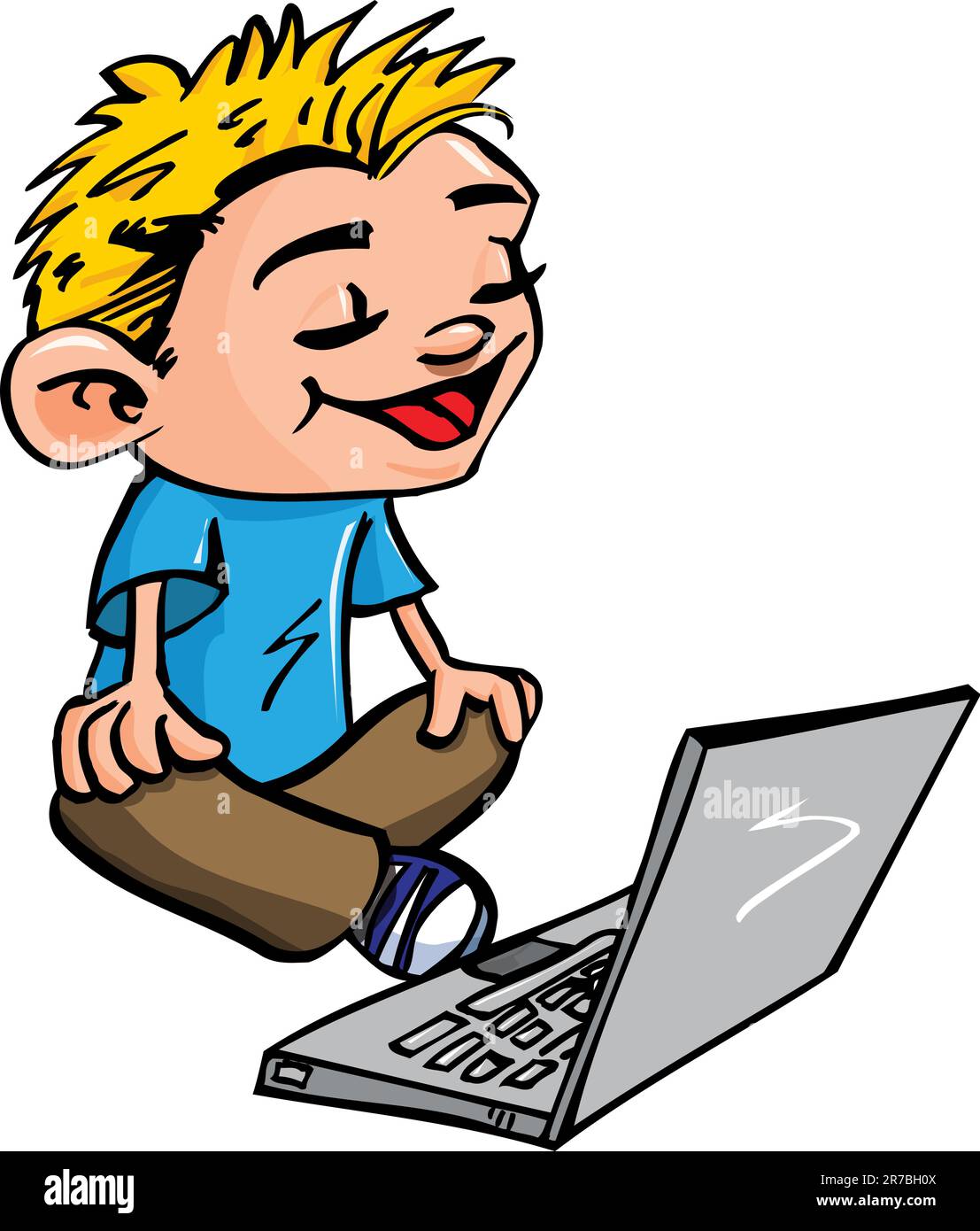 Child working computer Stock Vector Images - Alamy