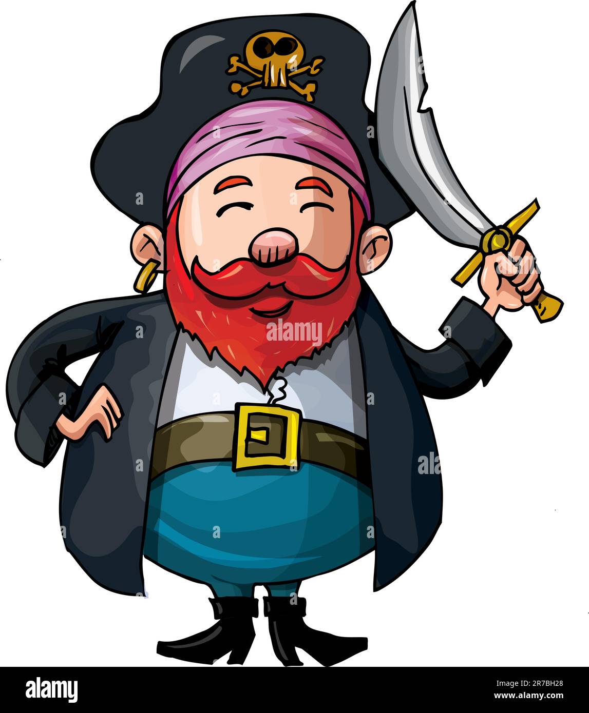 Cartoon pirate with a sword isolated on white Stock Vector Image & Art ...