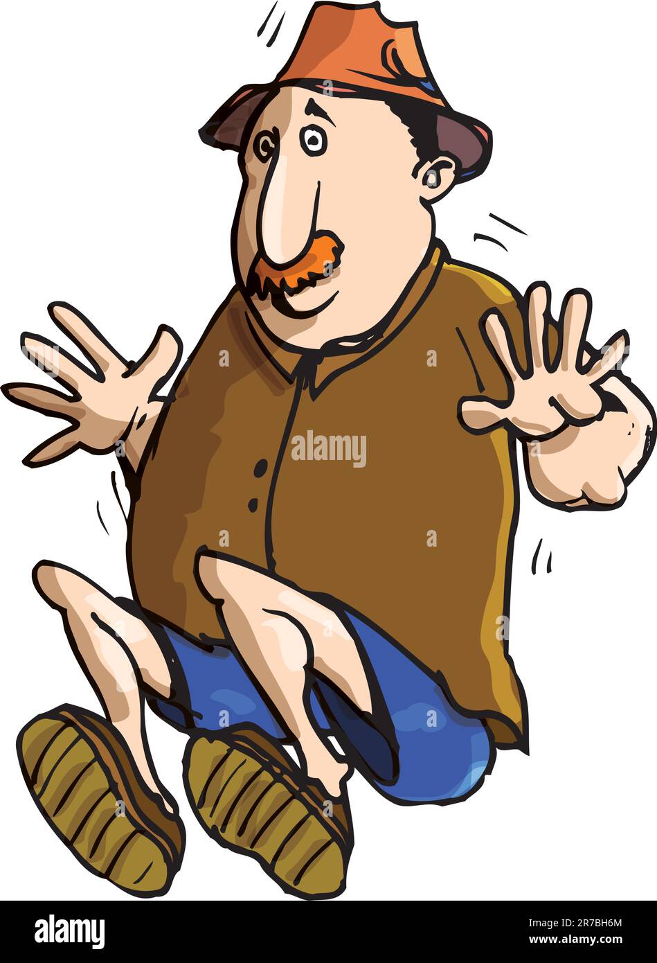 Cartoon farmer jumping in surprise. Isolated on white Stock Vector ...