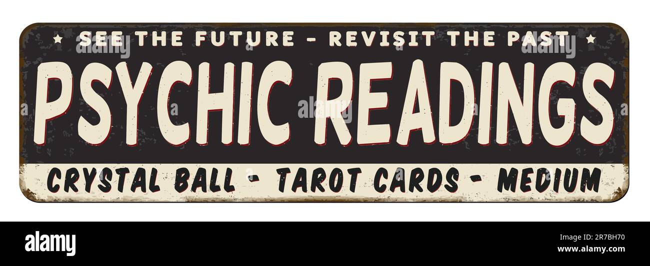 Psychic readinds vintage rusty metal sign on a white background, vector ...
