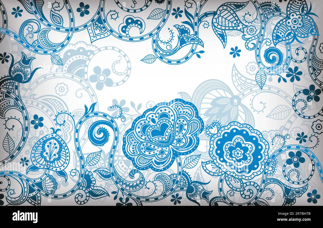 Illustration of abstract blue floral scrolls Stock Vector Image & Art ...
