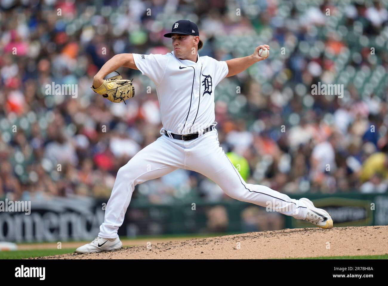 Detroit Tigers relief pitcher Tyler Holton throws against the Atlanta ...