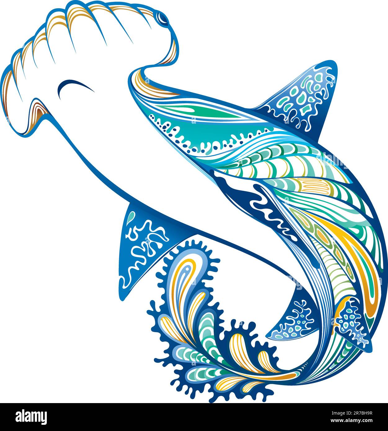 Illustration of abstract shark isolated on white Stock Vector Image ...