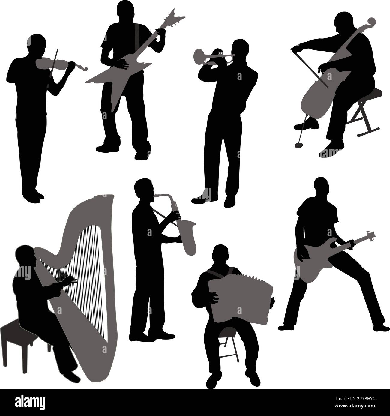 Musicians silhouettes - vector illustration Stock Vector Image & Art ...