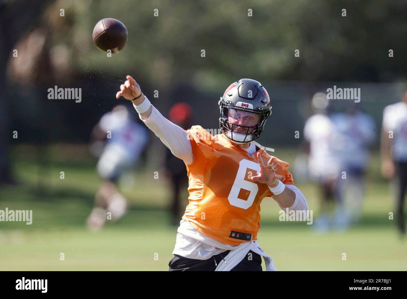 Tampa Bay Buccaneers quarterback Baker Mayfield (6) participates in NFL ...