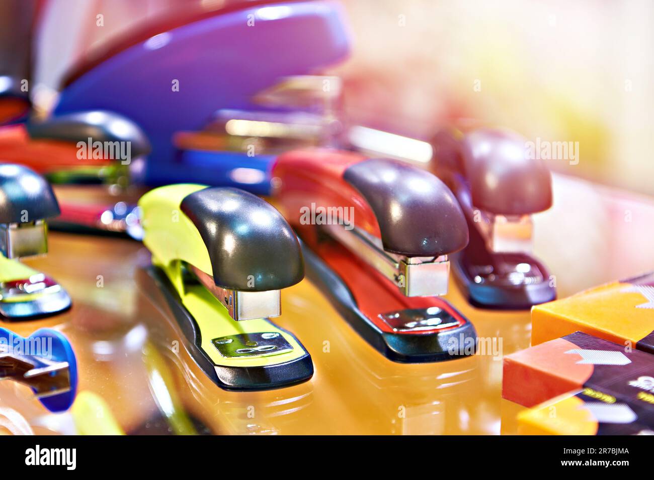 Staplers in the office supply store Stock Photo - Alamy