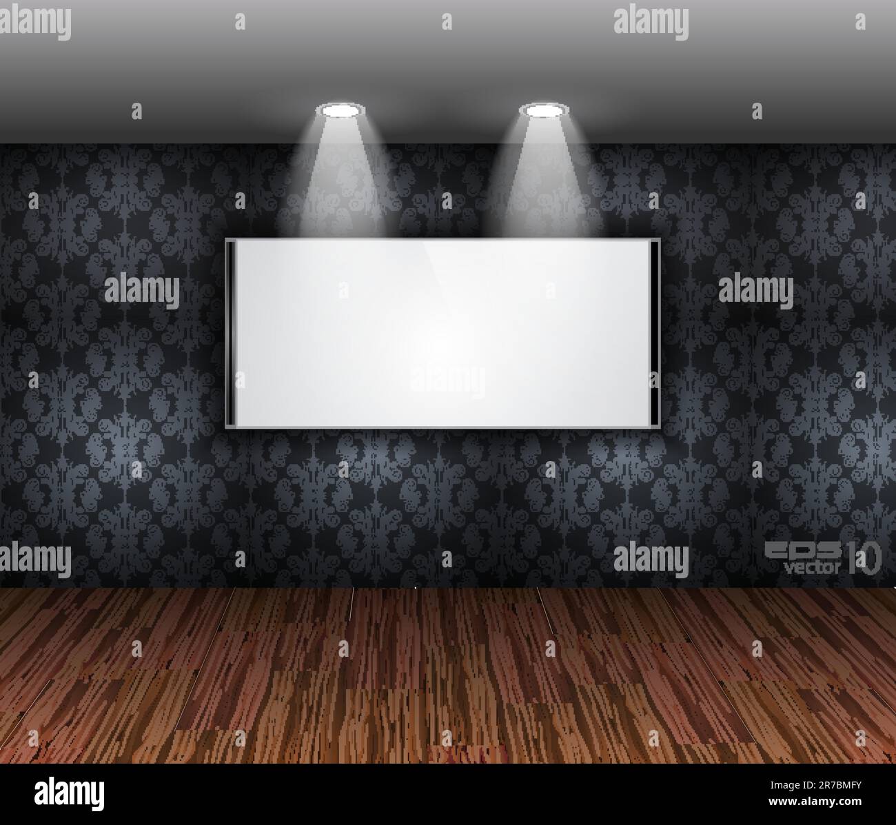 Contemporary Elegant Showroom wall with wood parquet and vintage ...