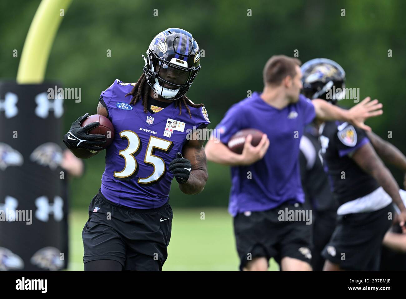 Baltimore Ravens running back Gus Edwards carries the ball during NFL ...