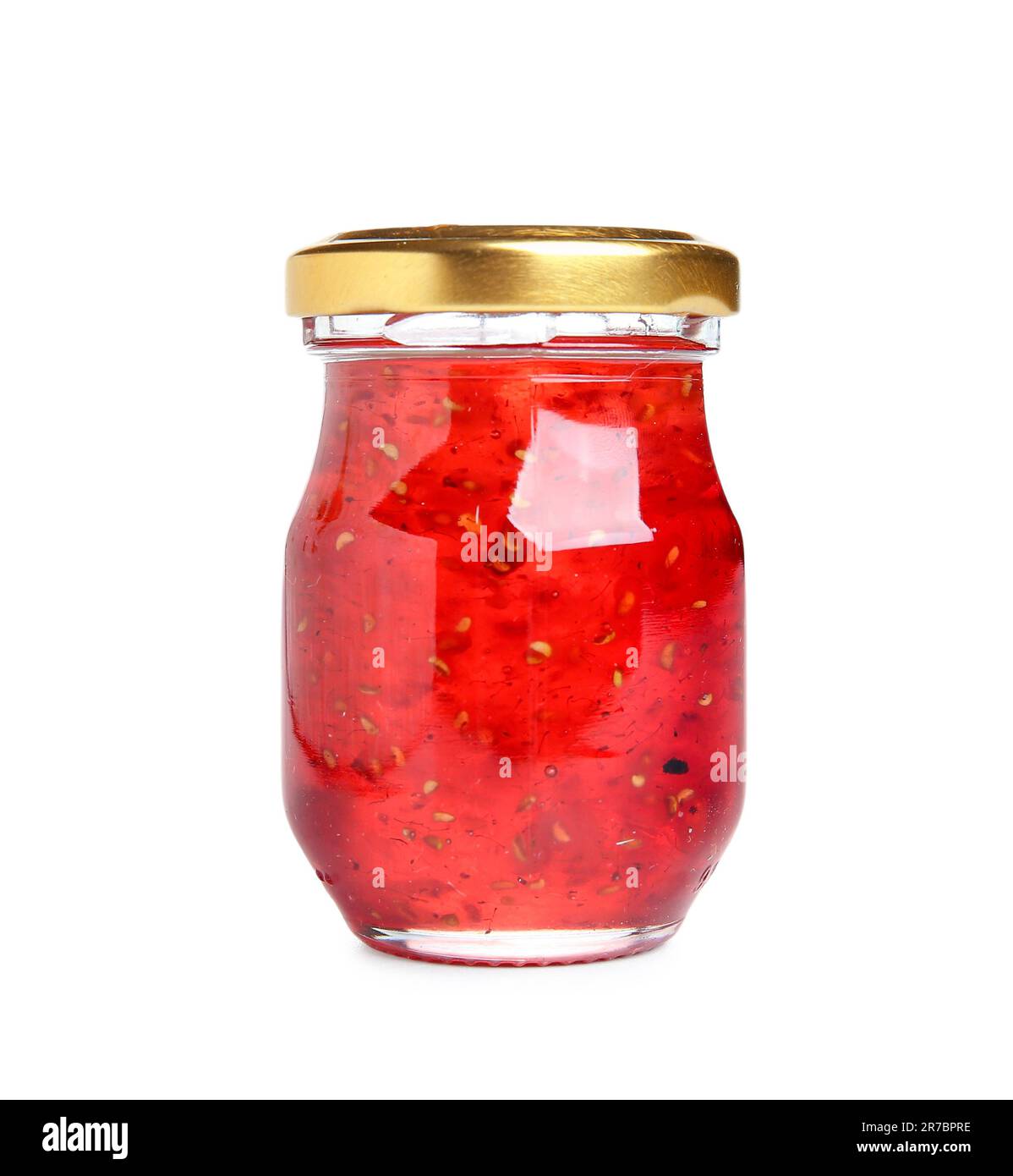 Jar of sweet jam isolated on white background Stock Photo - Alamy