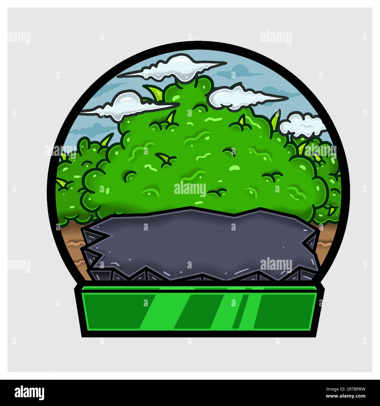 Background Of In The Jungle Cartoon. Blank Sign and Circle Logo ...