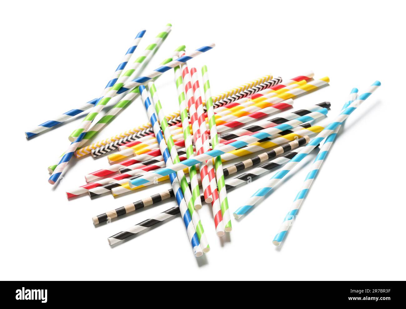 Different paper drinking straws on white background Stock Photo - Alamy