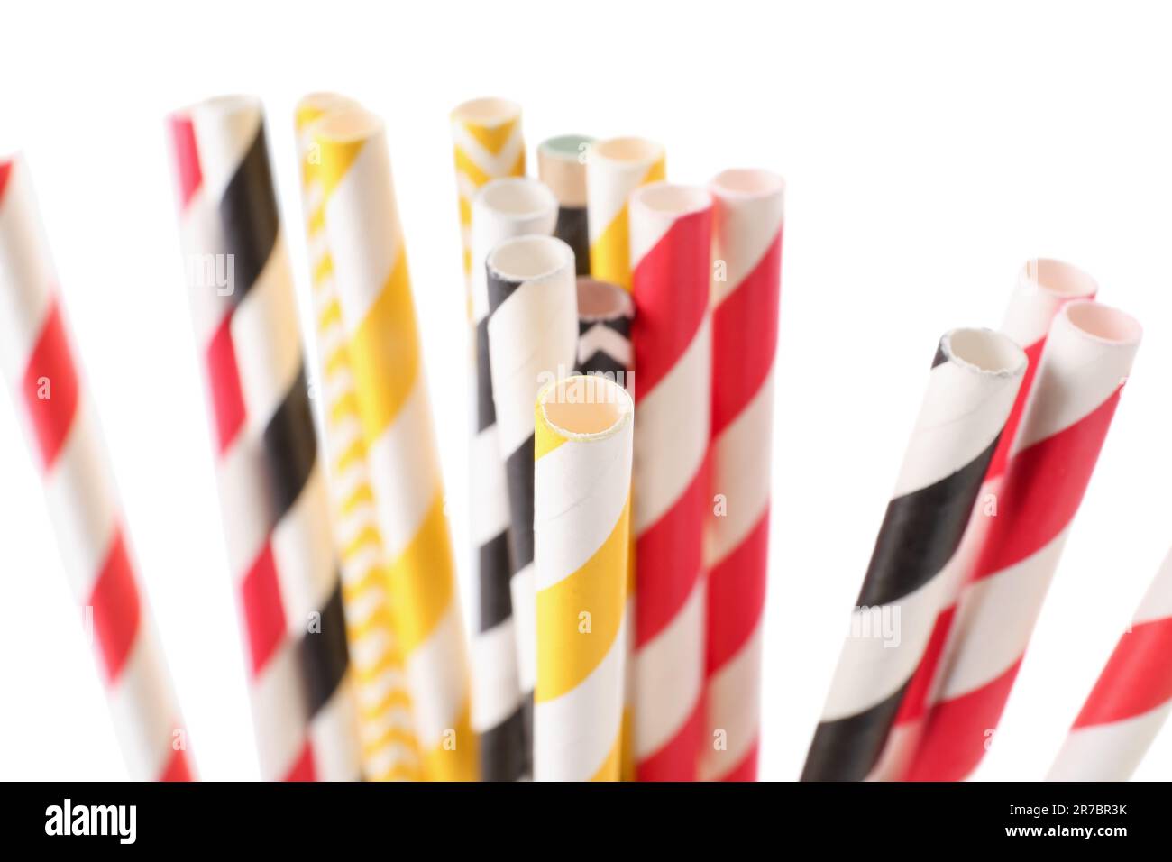Different paper drinking straws on white background Stock Photo - Alamy
