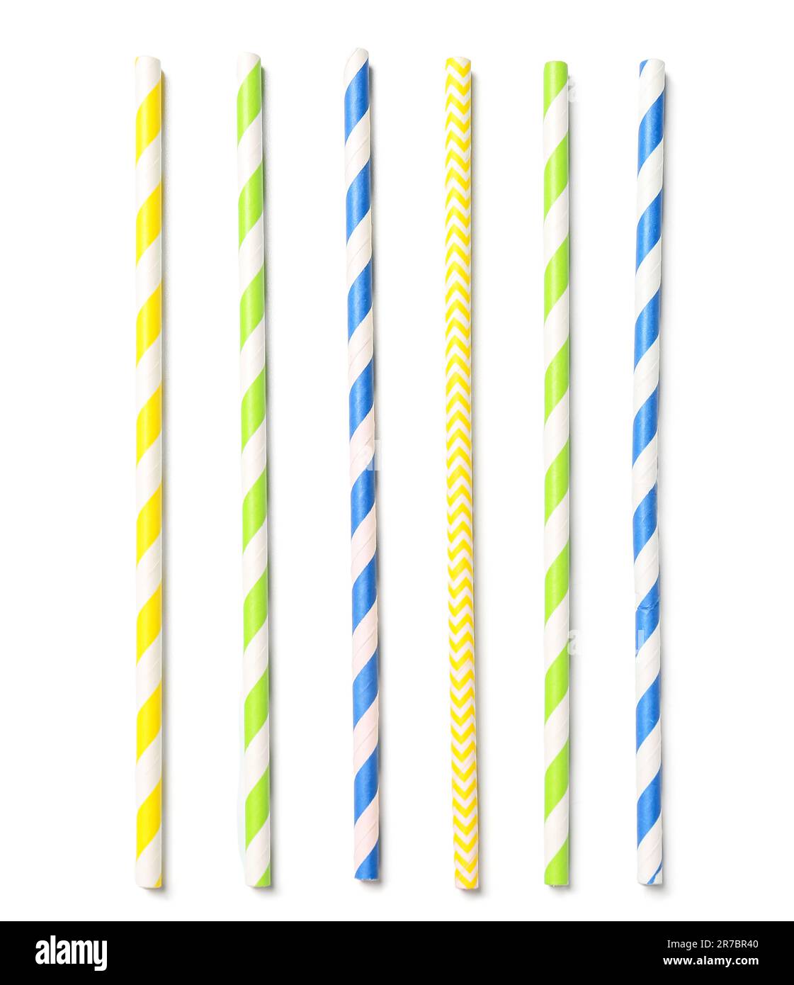 Different paper drinking straws on white background Stock Photo - Alamy