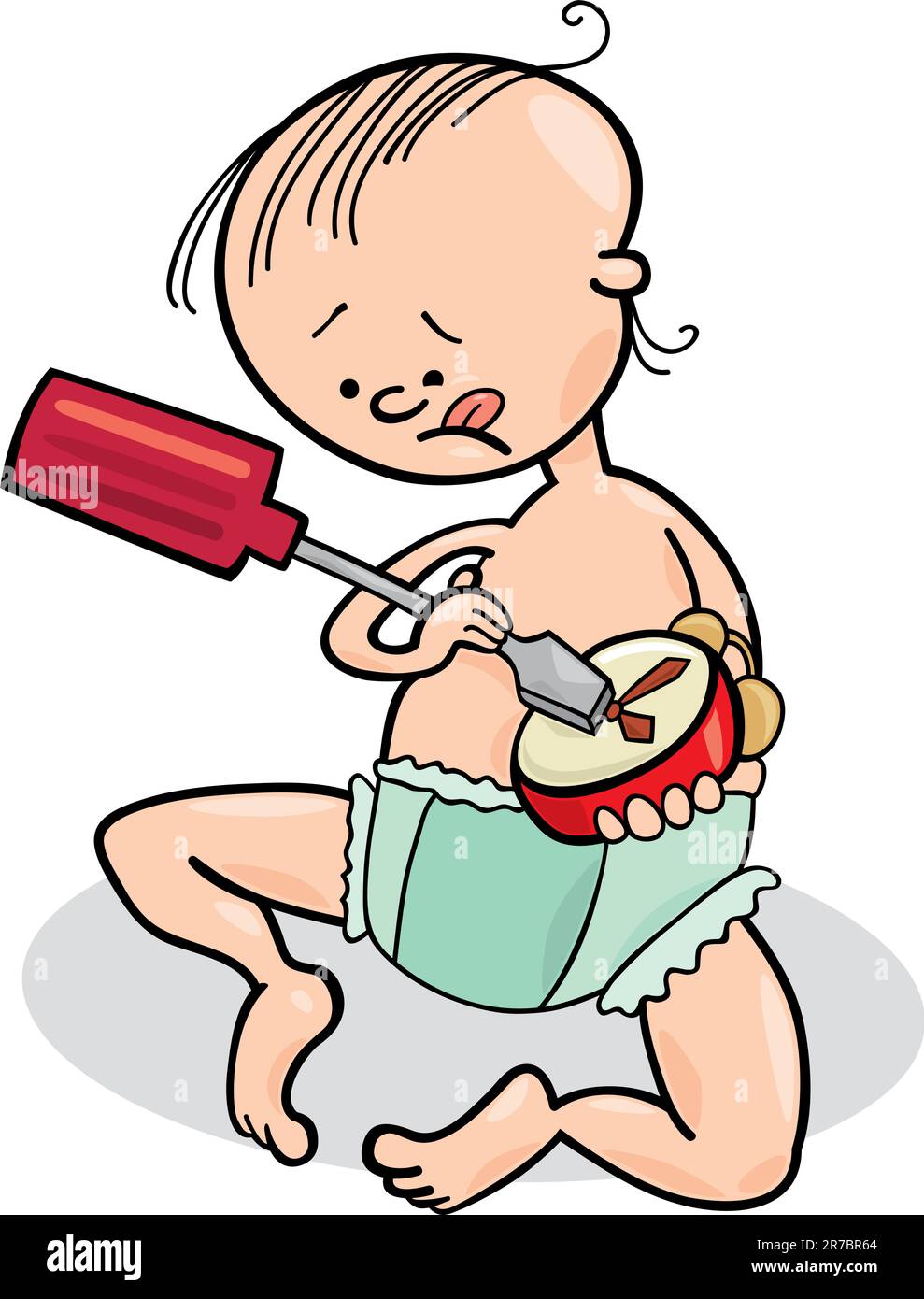 illustration of baby boy destroying the clock Stock Vector Image & Art ...