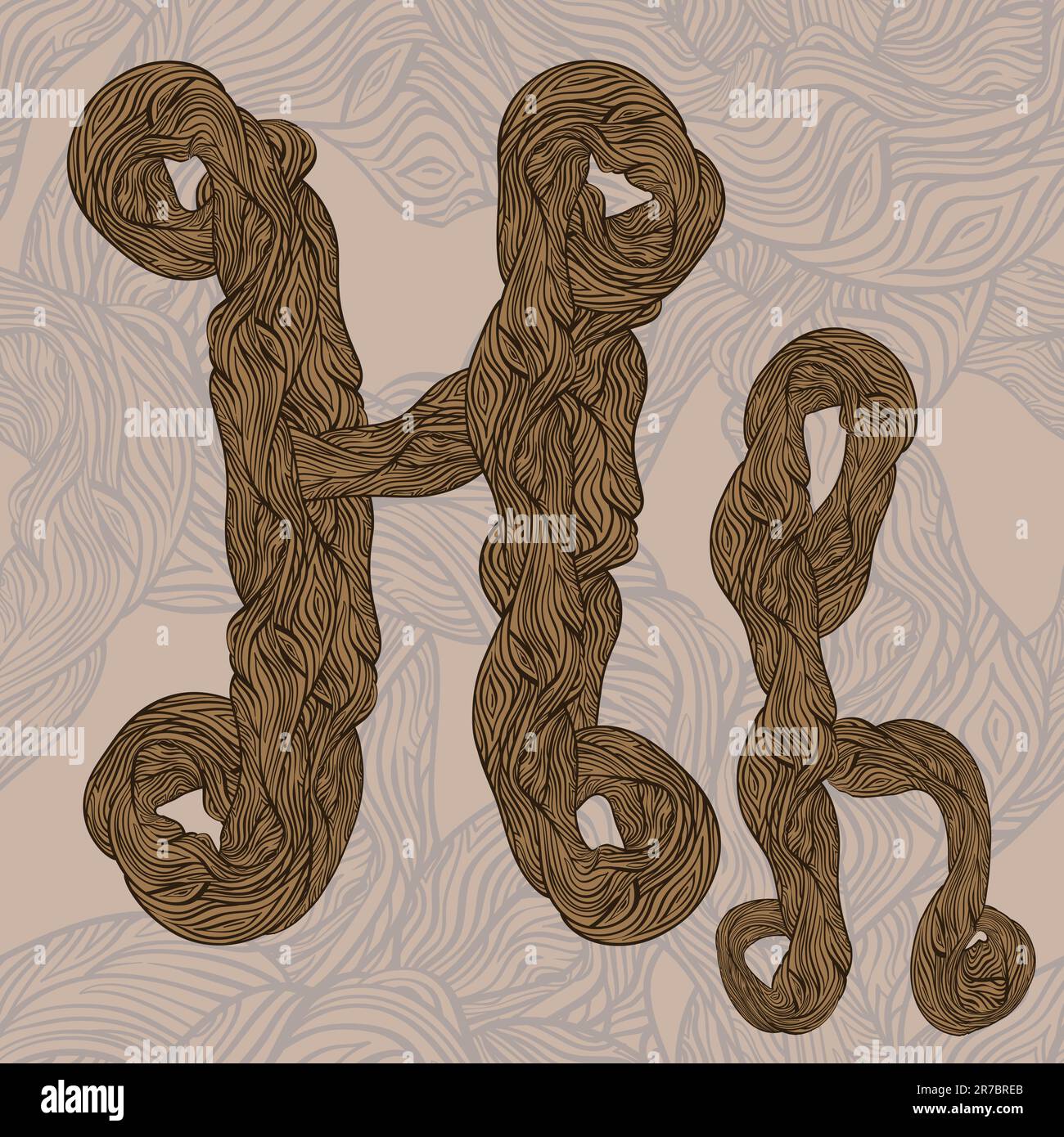 vector "H" letter of oak tree wooden texture on seamless wooden ...