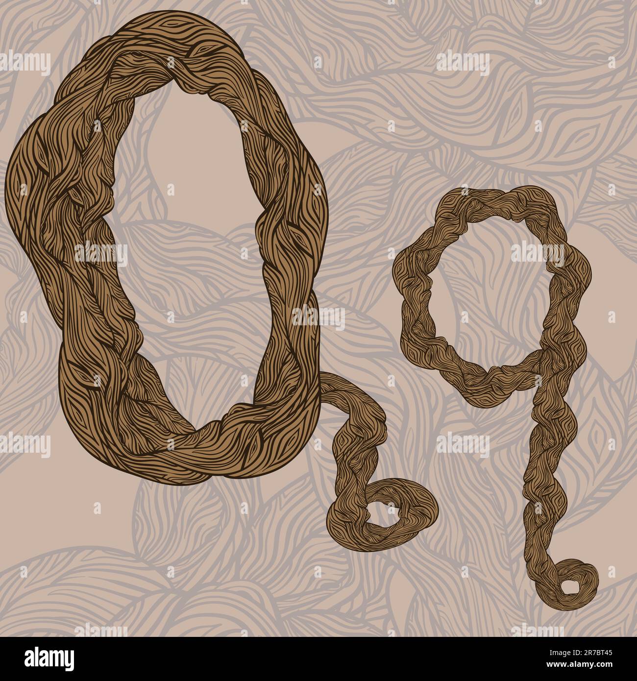 vector "q" letter of oak tree wooden texture on seamless wooden ...