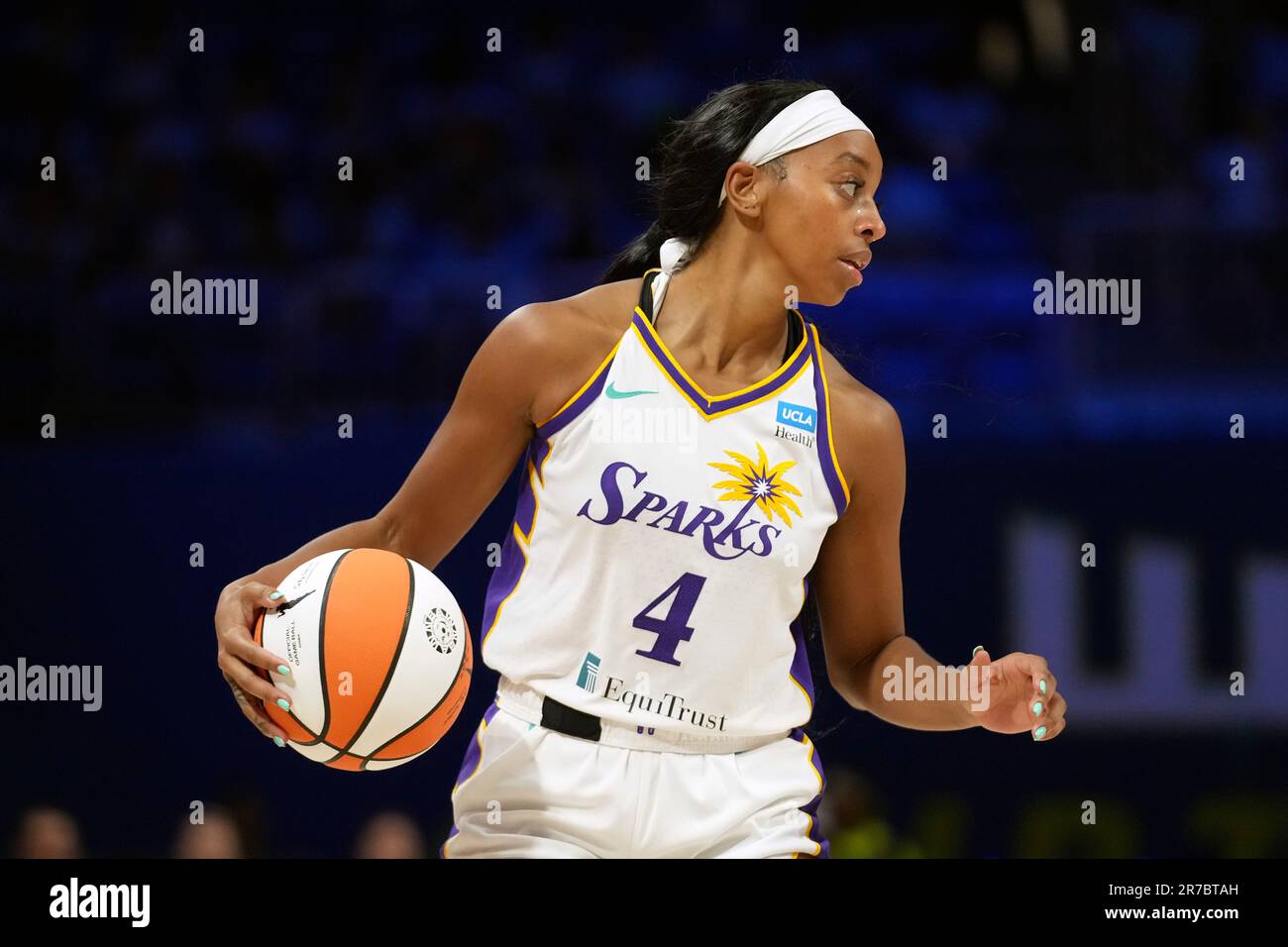 Los Angeles Sparks guard Lexie Brown (4) dribbles during the second ...