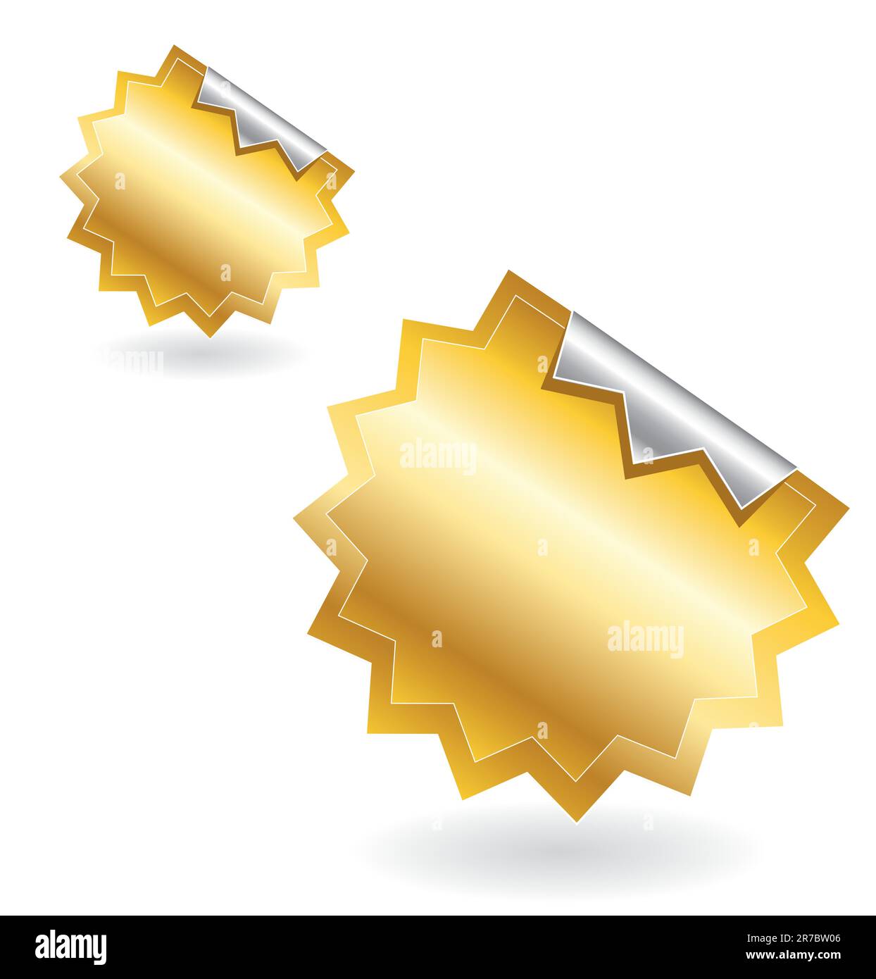 Vector set of gold realistic glossy blank labels / stickers for your ...