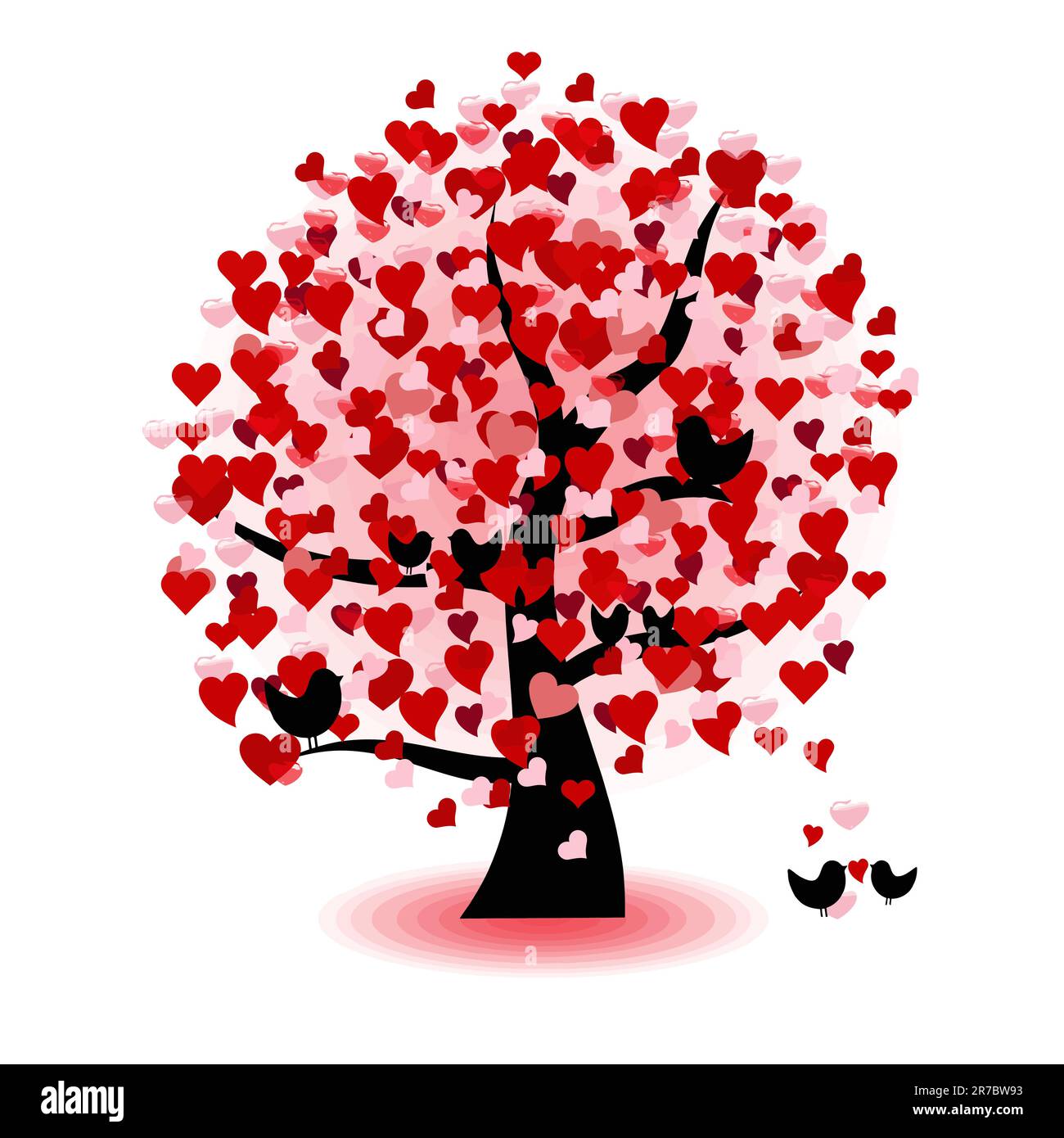 Abstract tree of love, hearts and birds Stock Vector Image & Art - Alamy