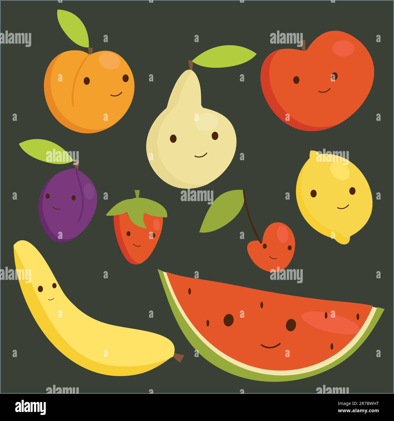 Cute cartoon fruits, vector illustration Stock Vector Image & Art - Alamy