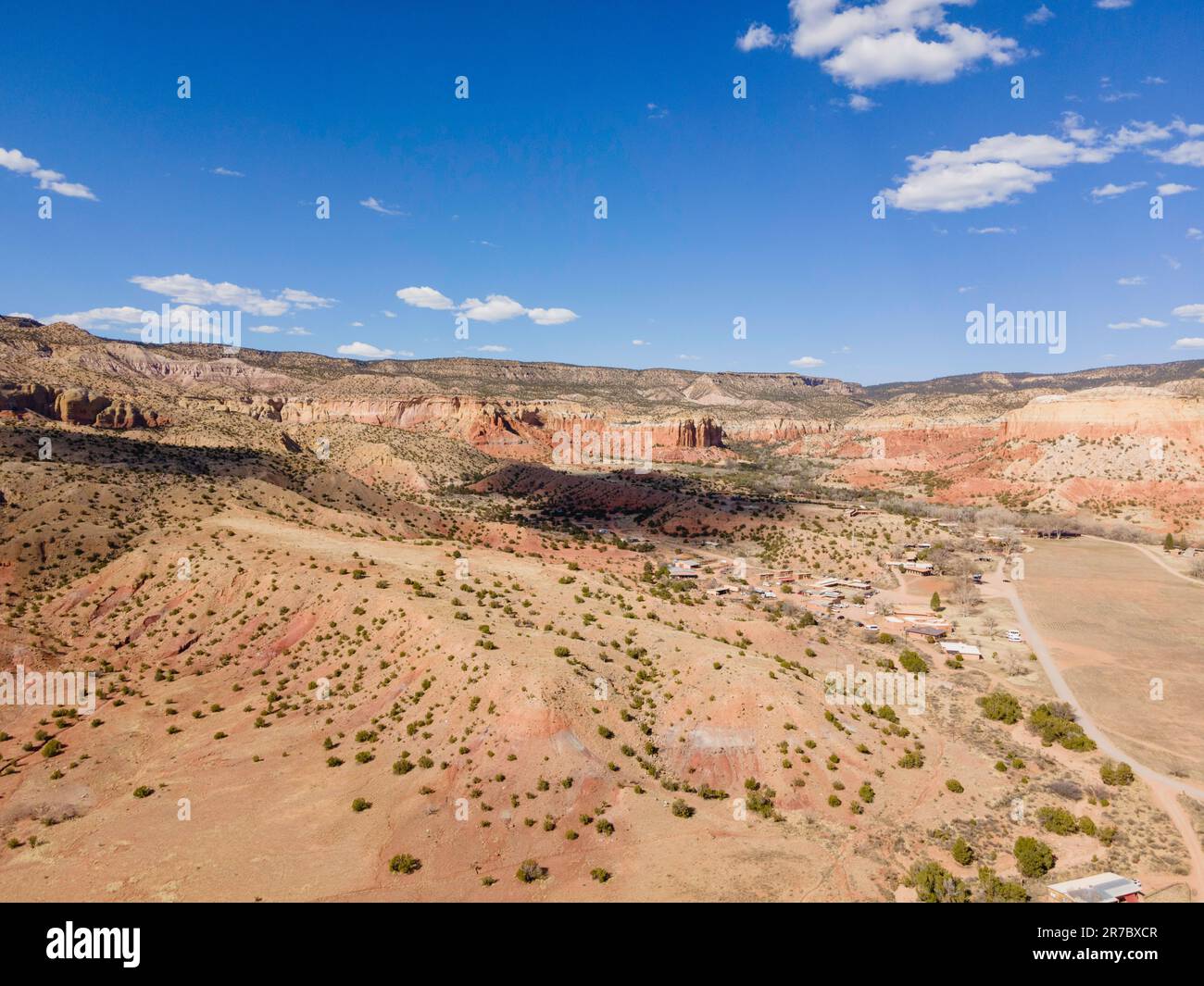 Aerial photograph of Georgia O'Keefe's Ghost Ranch, near Abiquiu, New ...