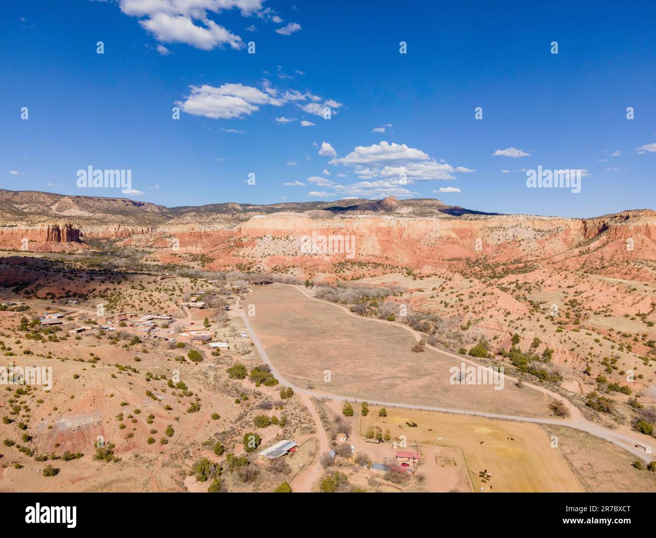 Aerial photograph of Georgia O'Keefe's Ghost Ranch, near Abiquiu, New ...