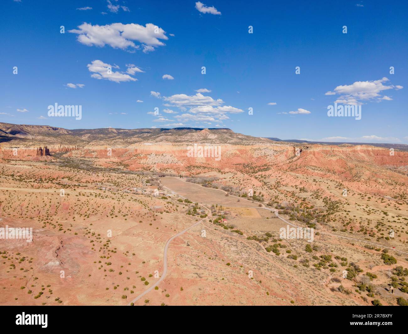Aerial photograph of Georgia O'Keefe's Ghost Ranch, near Abiquiu, New ...