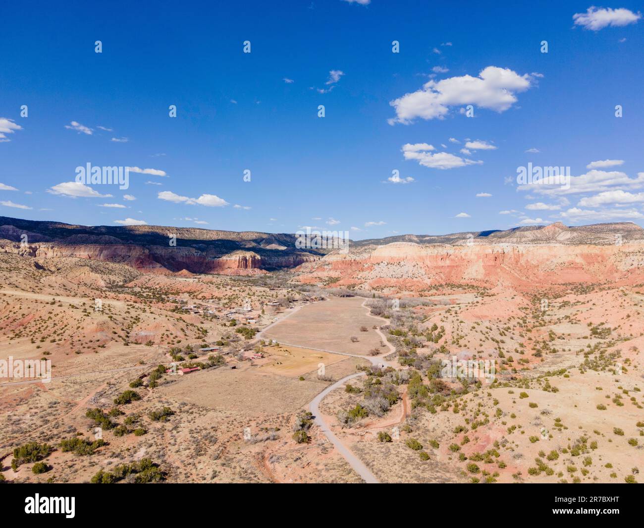 Aerial photograph of Georgia O'Keefe's Ghost Ranch, near Abiquiu, New ...