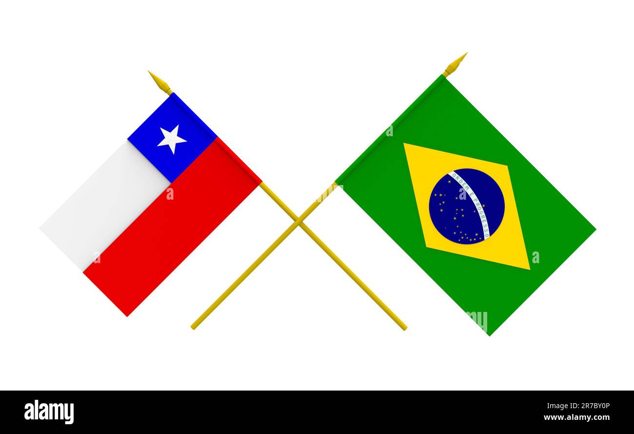 Flags of Brazil and Chile, 3d render, isolated Stock Photo - Alamy