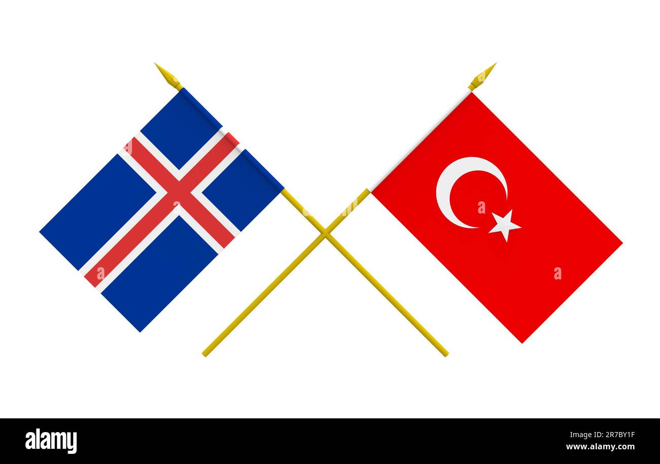Flags of Iceland and Turkey, 3d render, isolated on white Stock Photo ...