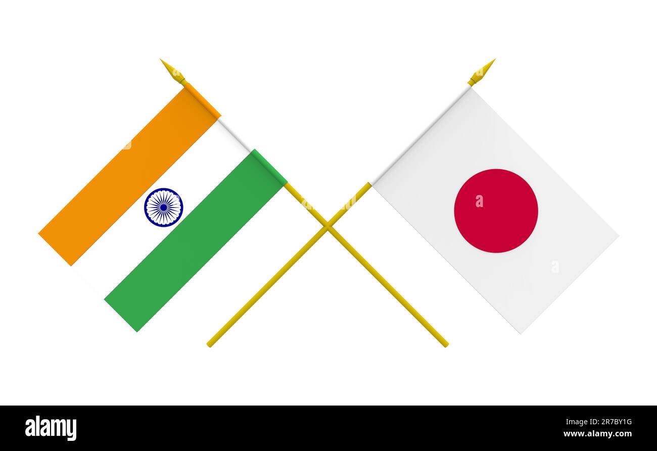 Flags of India and Japan, 3d render, isolated Stock Photo - Alamy