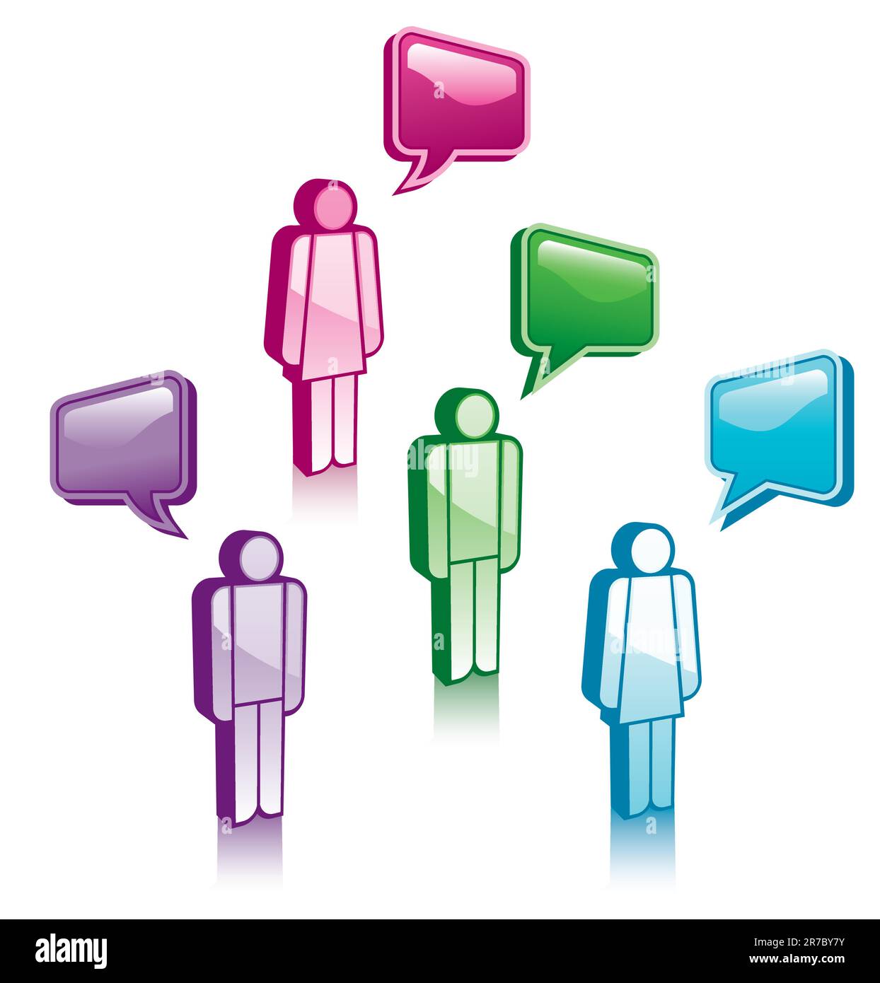 Vector illustration of people in discussion: 3d icons and bubbles Stock ...