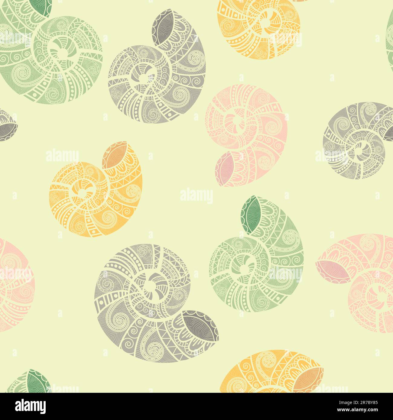 vector seamless background with ethnic snails, clipping mask Stock ...