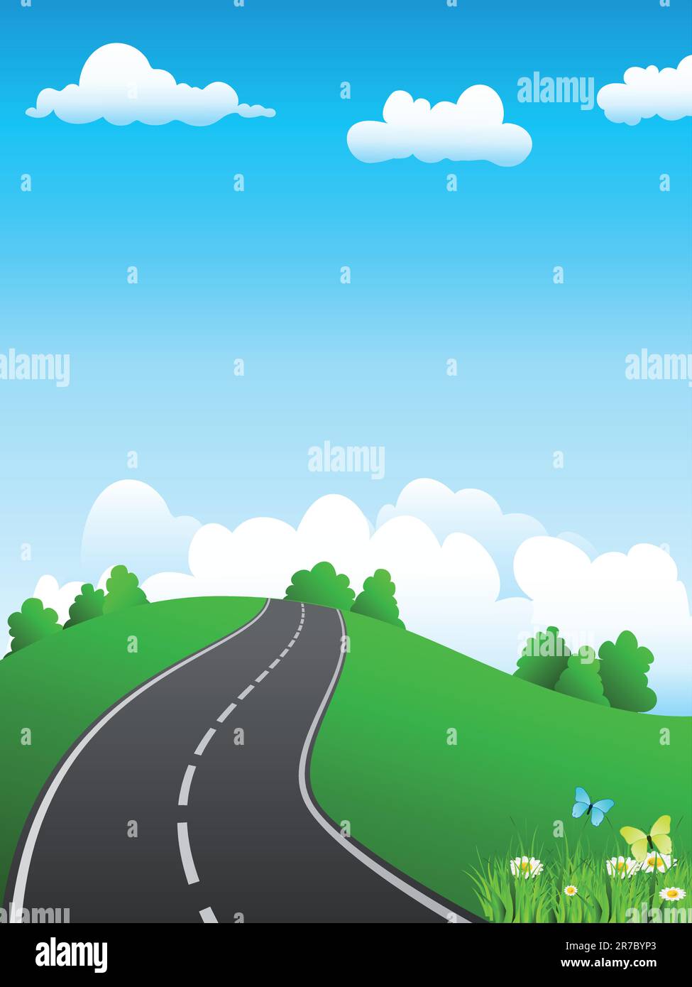 Countryside road grass landscape Stock Vector Images - Alamy