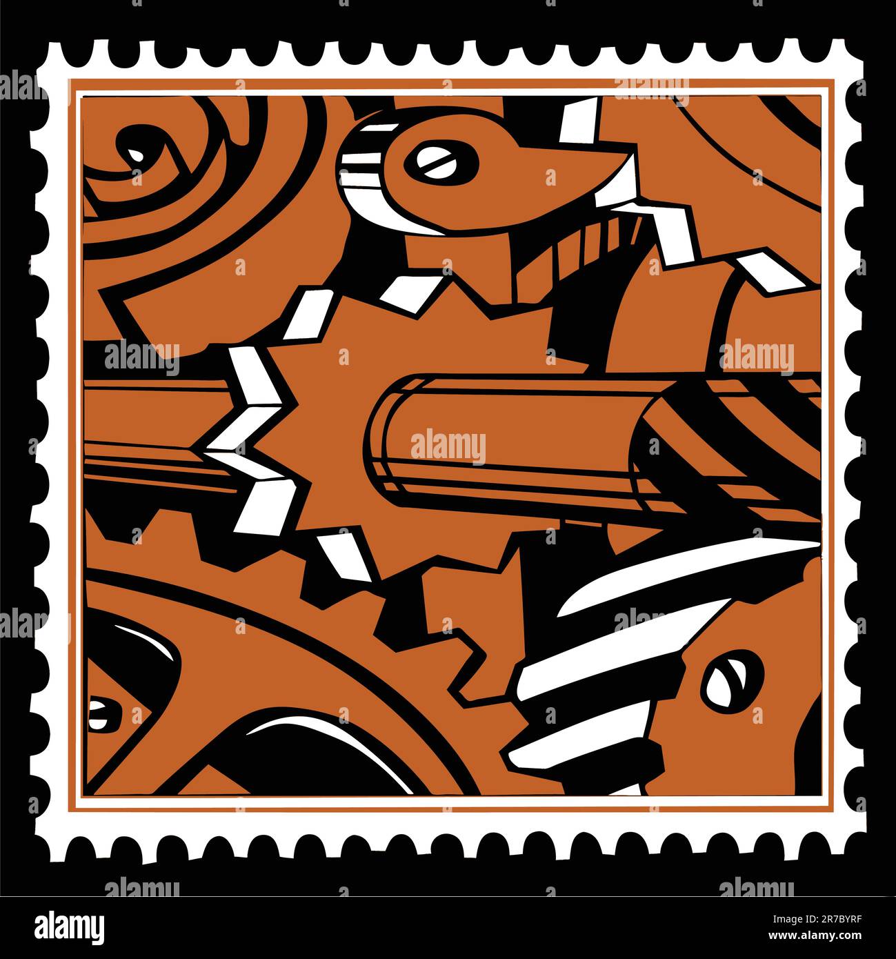 vector old mechanism on postage stamps Stock Vector Image & Art - Alamy