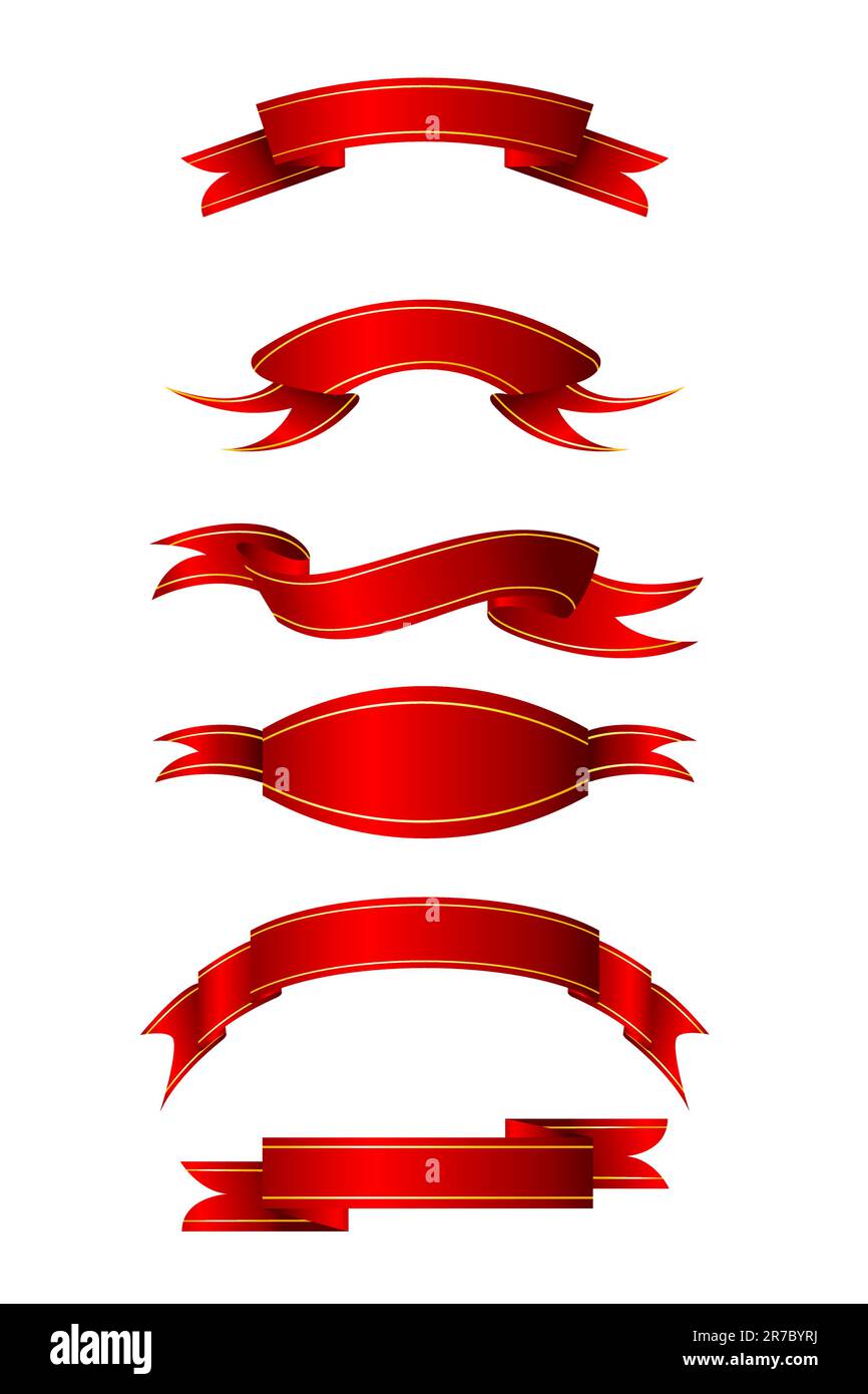 illustration of different shapes of ribbons on white background Stock ...